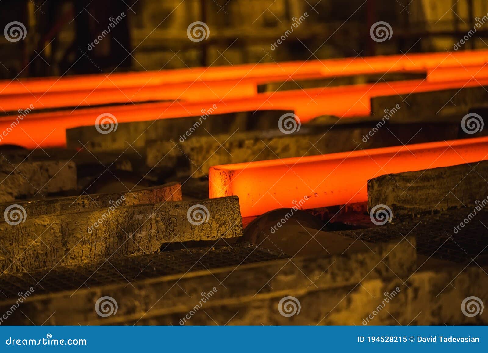 Hot Billet Bloom Continuous Casting, Also Called Strand Casting. Stock ...