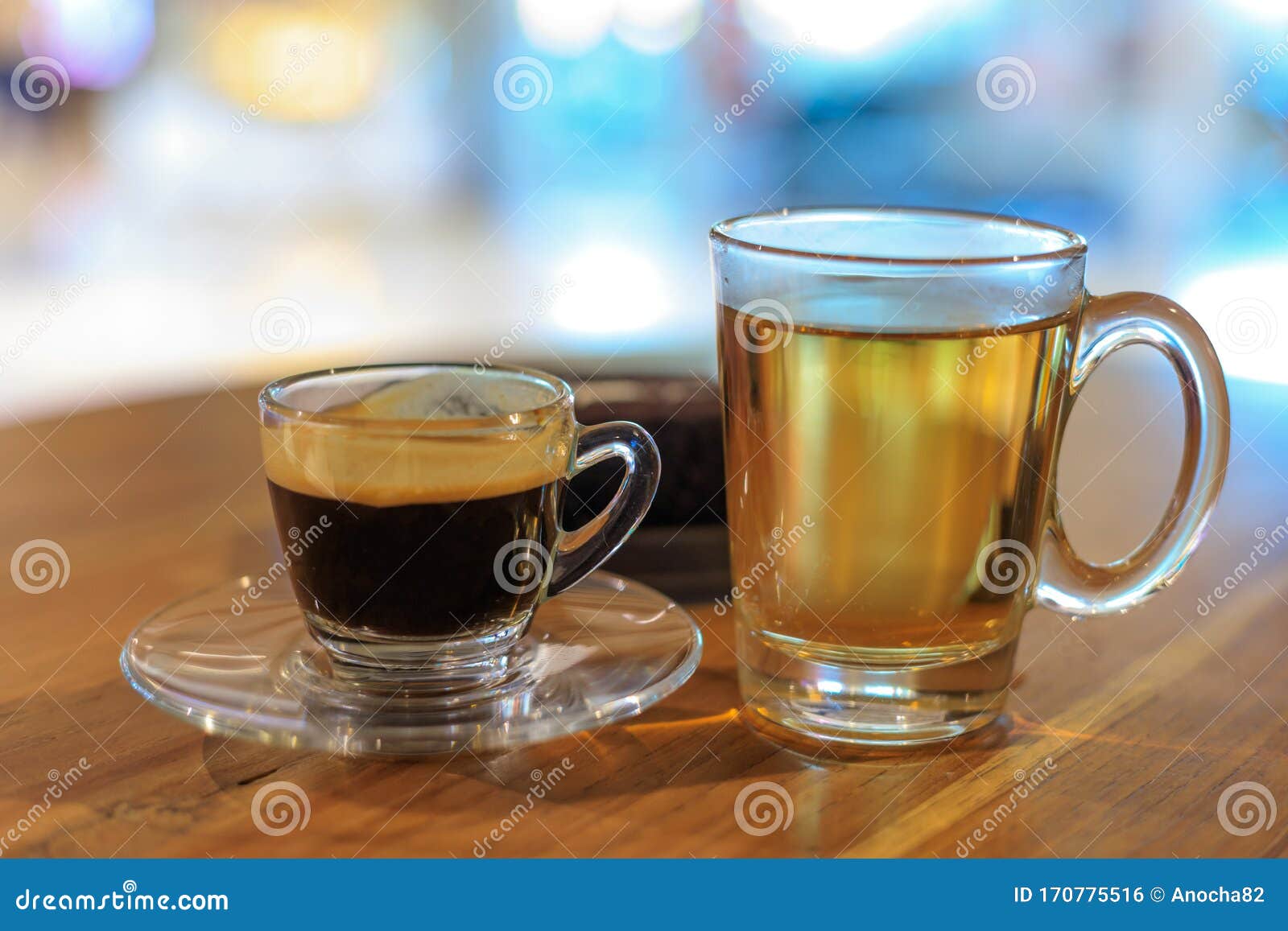 Hot black coffee and tea. stock photo. Image of high - 170775516