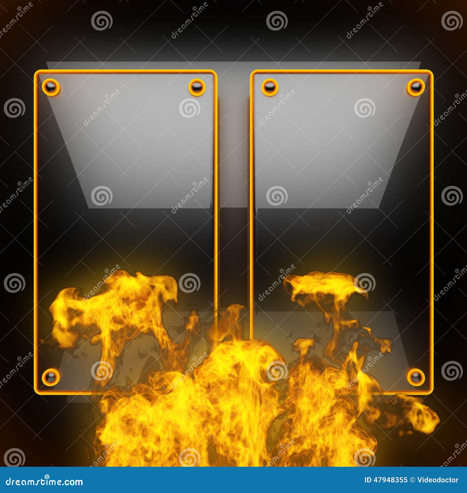 Hot Black Metal Background with Fire Stock Illustration - Illustration ...