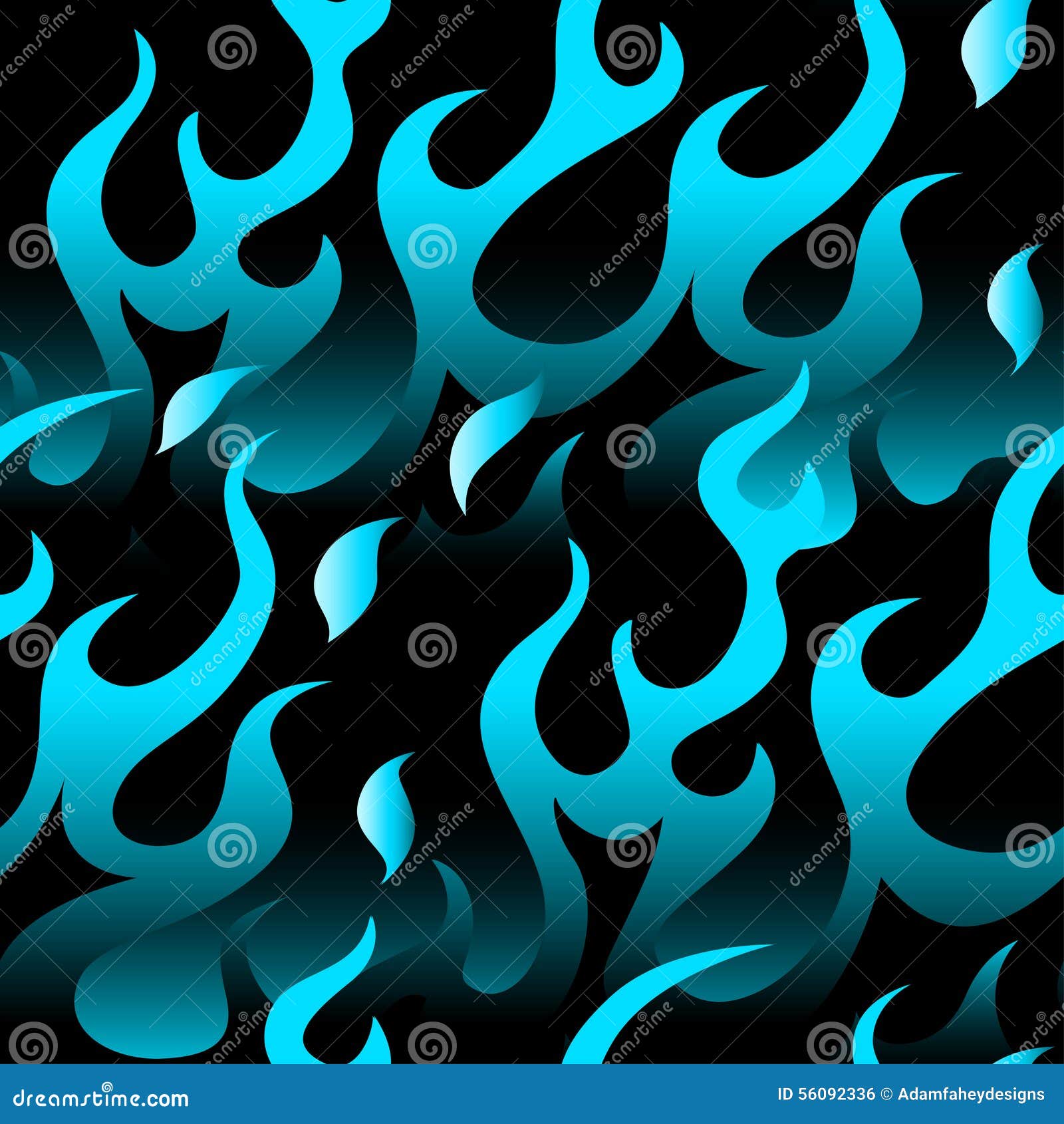 Hot Blue Flames Seamless Pattern Stock Vector - Illustration of pattern ...