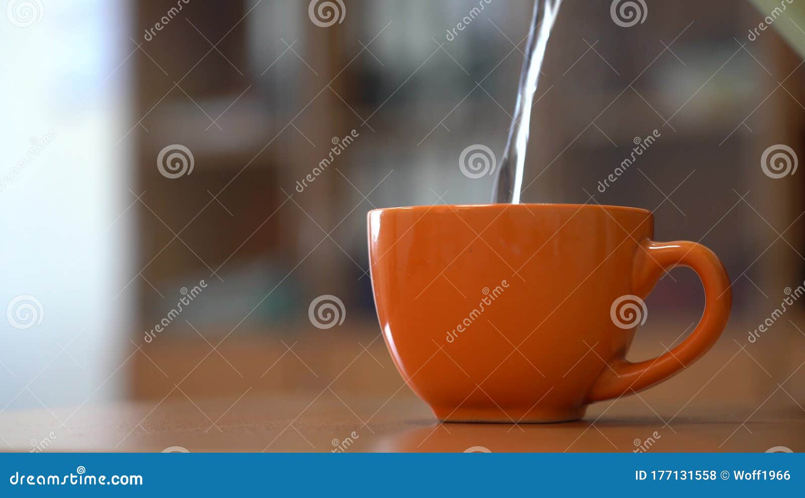 Hot Boiled Water is Poured into a White Ceramic Cup Mug Stock Photo ...