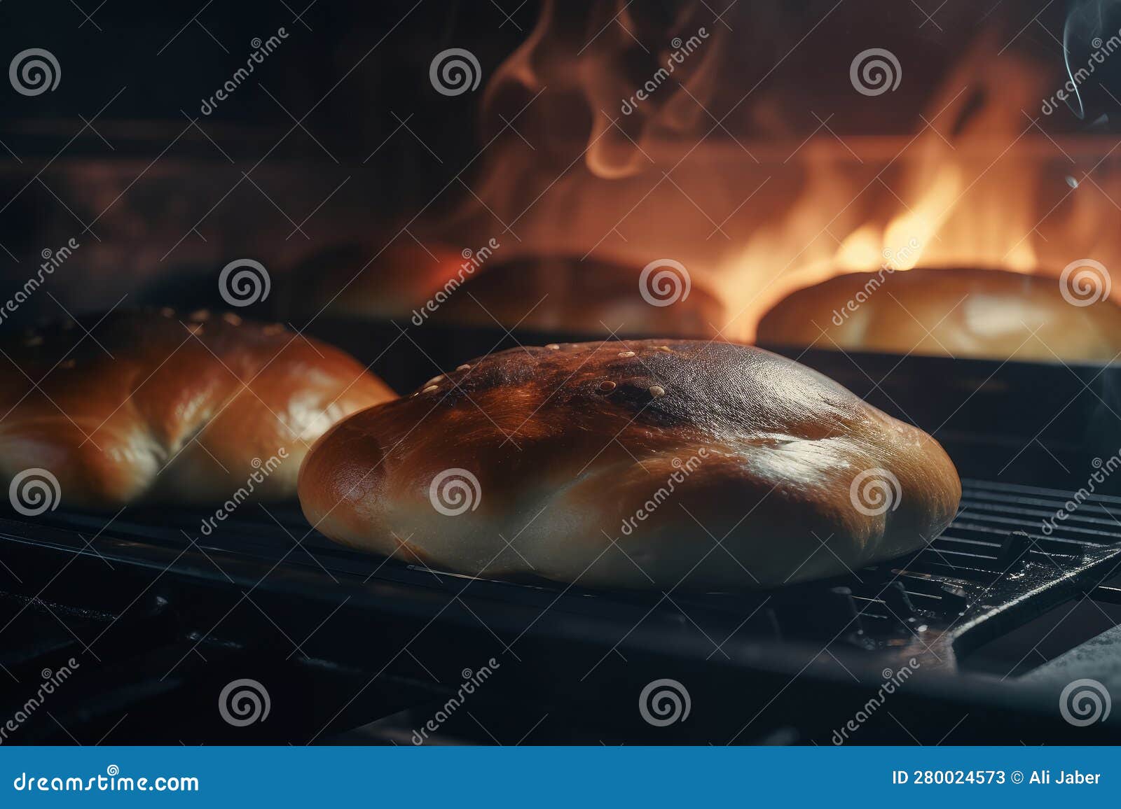 A Hot Bread in a Oven Ai Generative Illustration Stock Illustration ...