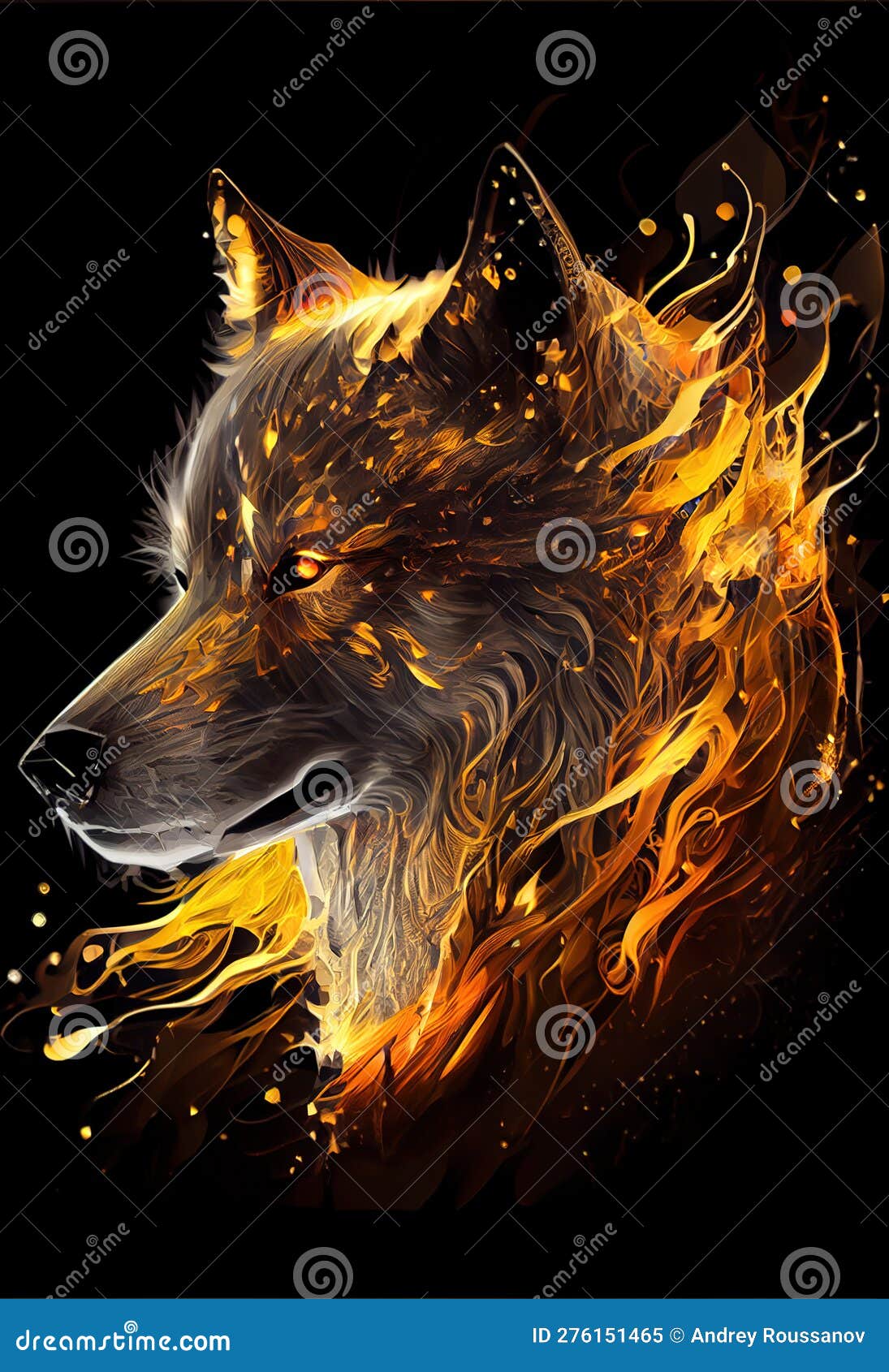 Hot Burning Wolf. AI Render. Stock Illustration - Illustration of logo ...