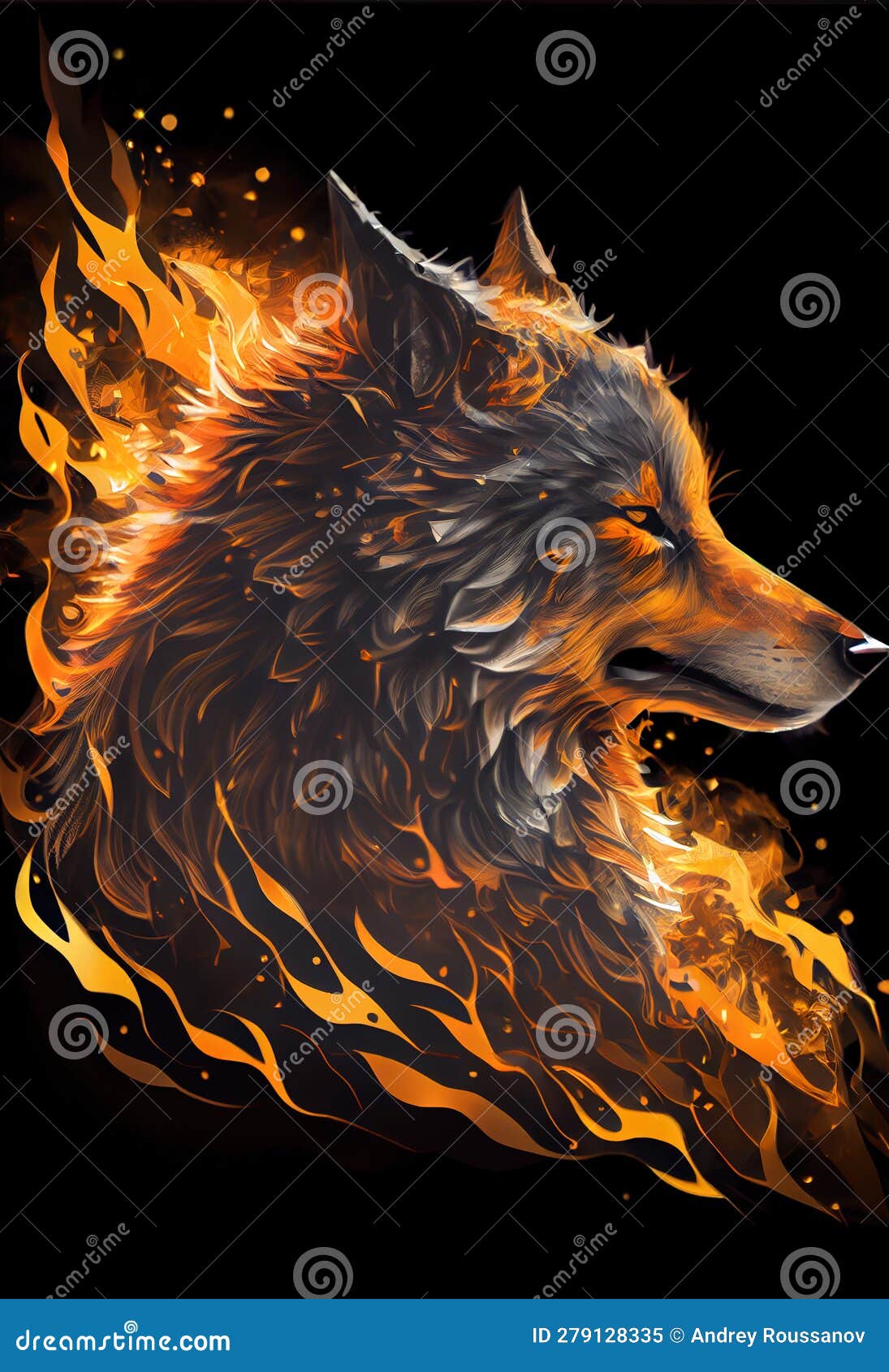 Hot Burning Wolf. AI Render. Stock Illustration - Illustration of ...