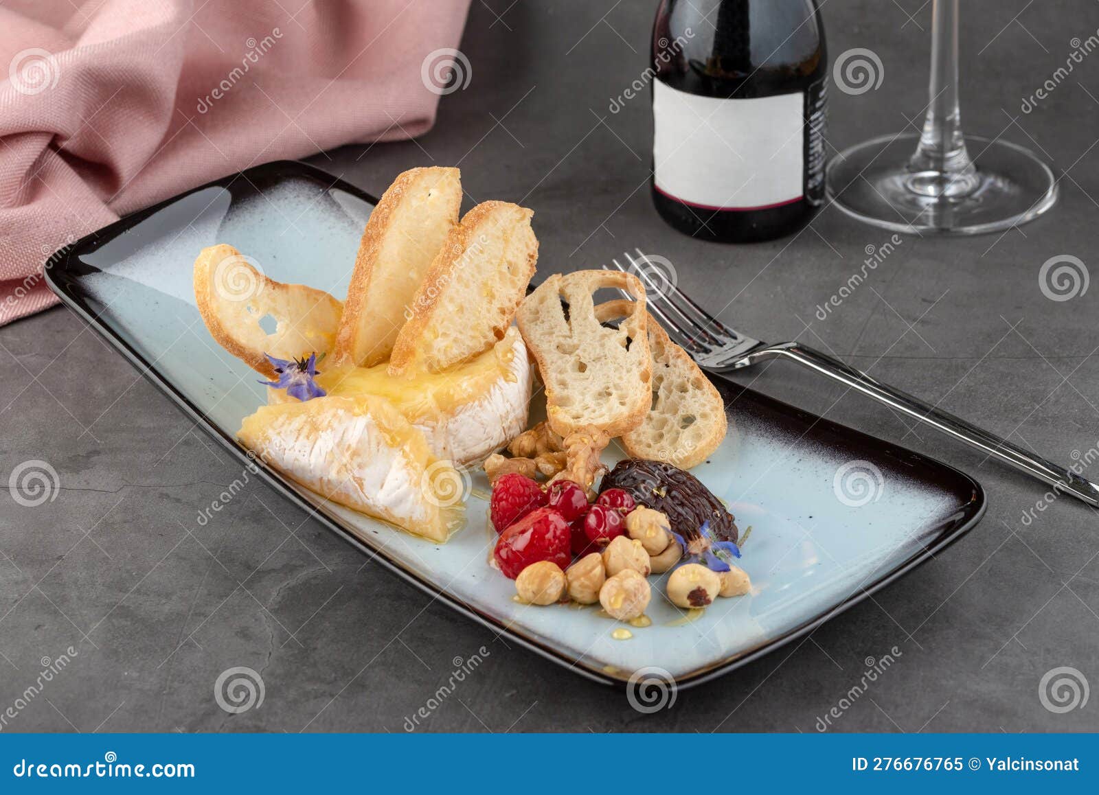 Hot Camembert Cheese on Stone Table in Fine Dining Restaurant Stock ...