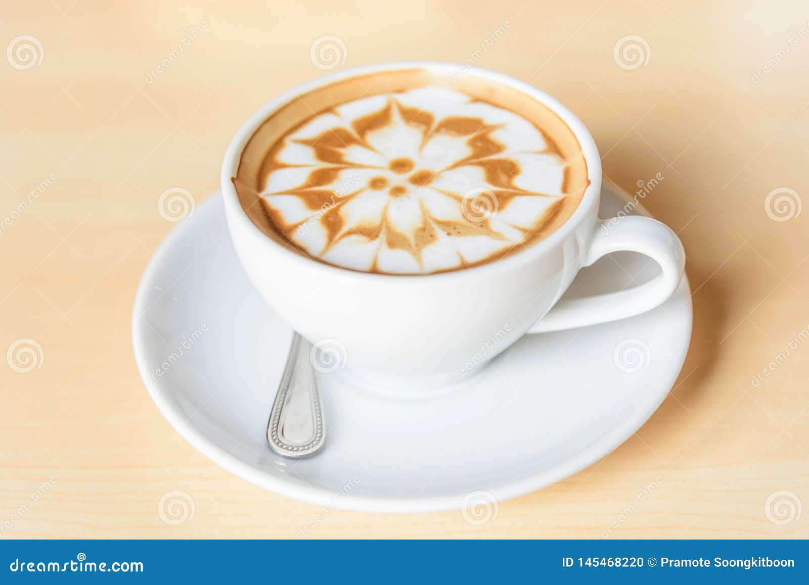 Hot Cappuccino Coffee with Nice Pattern Stock Photo - Image of cafe ...