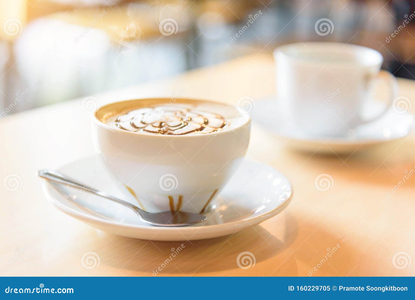 Hot Cappuccino with Nice Pattern Milk Foam Stock Image - Image of beans ...