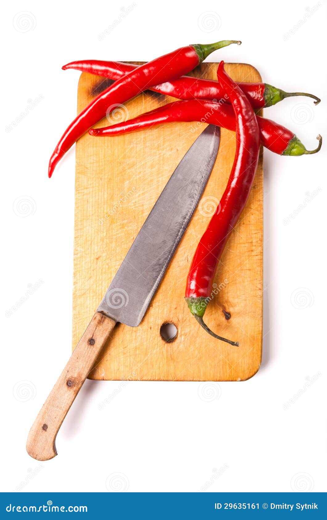 Hot Capsicum Chili Pepper and Knife on Board Stock Image - Image of ...