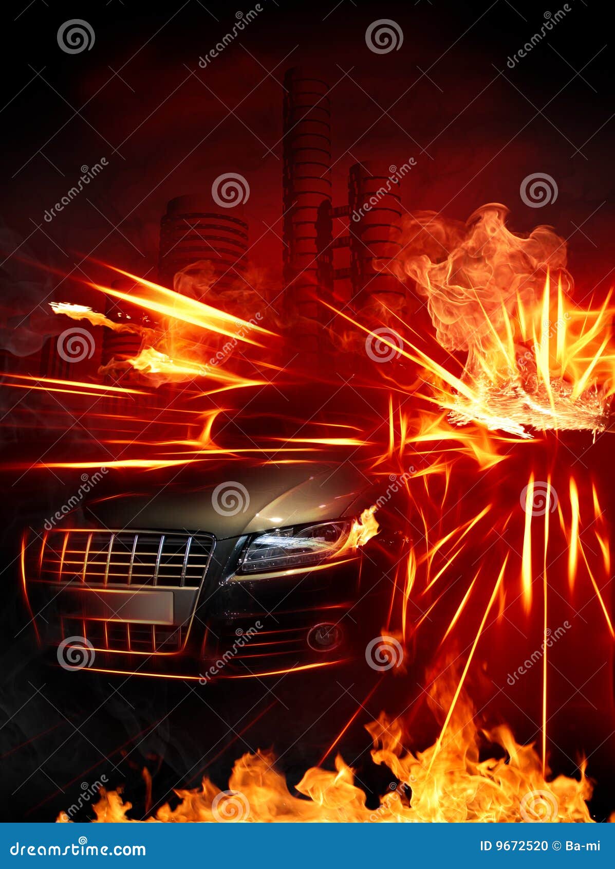 Hot car stock illustration. Illustration of fire, auto - 9672520