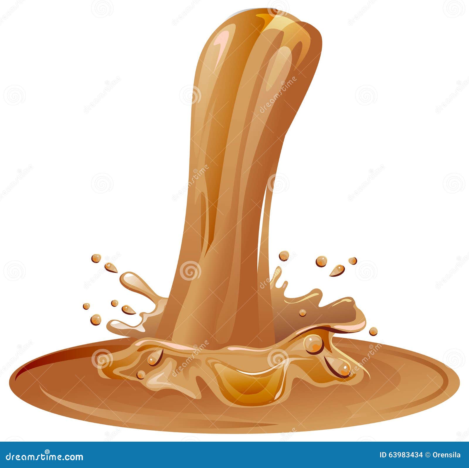 Hot Caramel Puddle. Brown Caramel Splash Pour Stock Vector ...