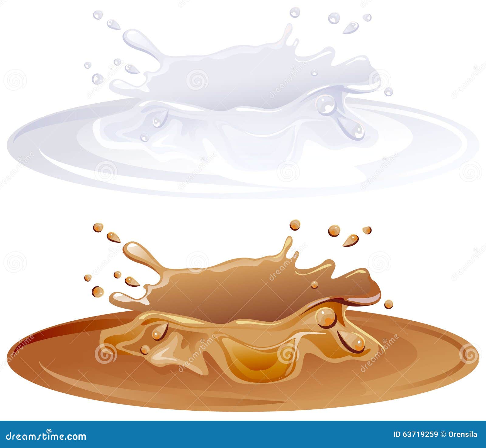 Hot Caramel Puddle. White Milk Splashes Stock Vector - Illustration of ...