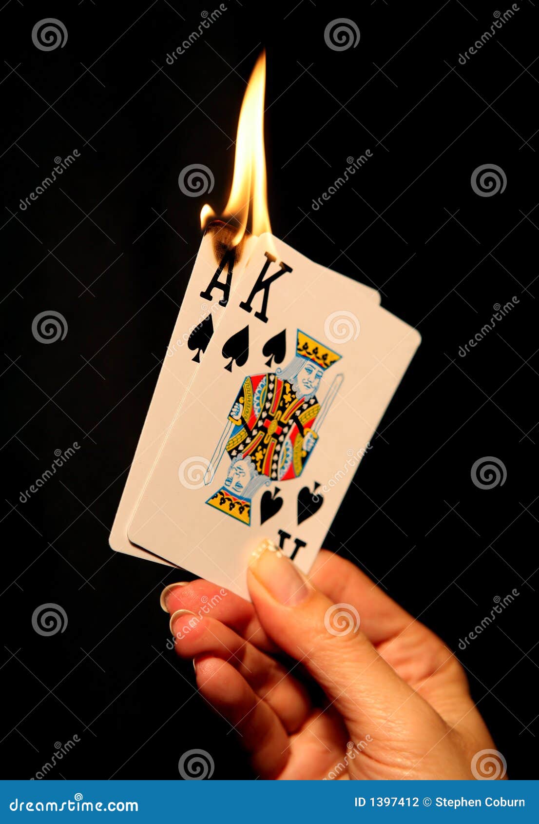 Hot Card Hand (Focus at Bottom of Flame) Stock Photo - Image of game ...