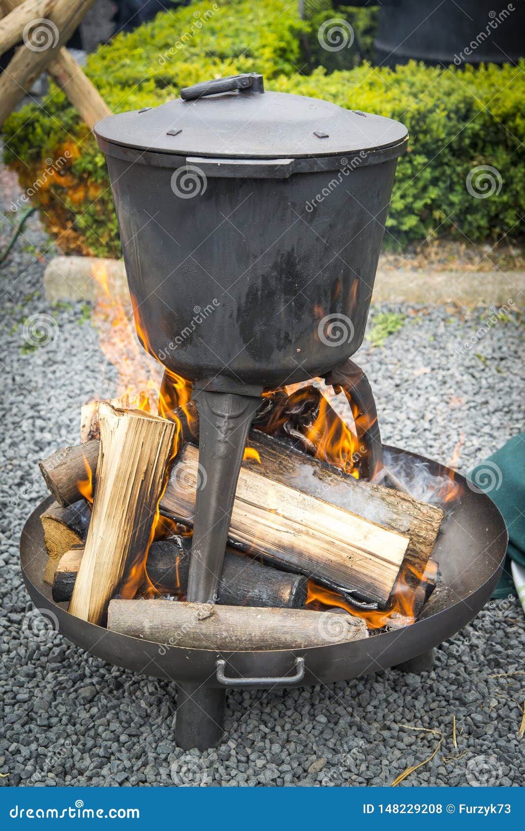 Hot cauldron over the fire stock photo. Image of temperature - 148229208