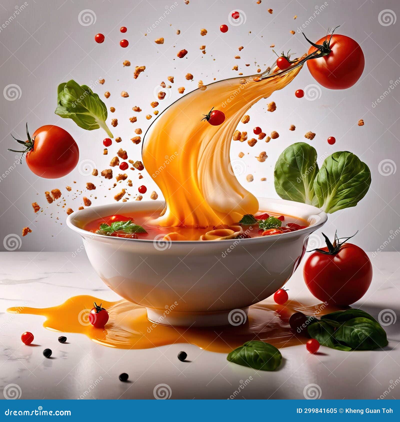 Hot Chicken and Vegetable Soup with Dynamic Splash Effect Stock ...
