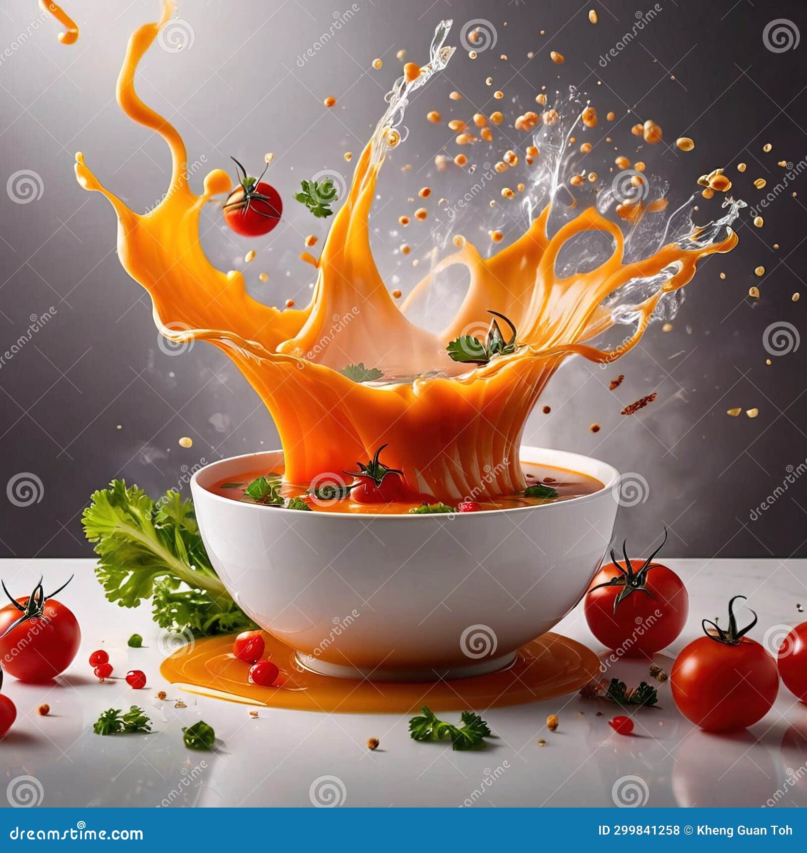 Hot Chicken and Vegetable Soup with Dynamic Splash Effect Stock ...