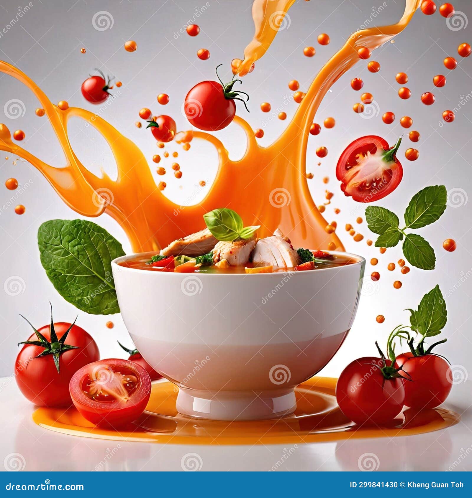 Hot Chicken and Vegetable Soup with Dynamic Splash Effect Stock ...