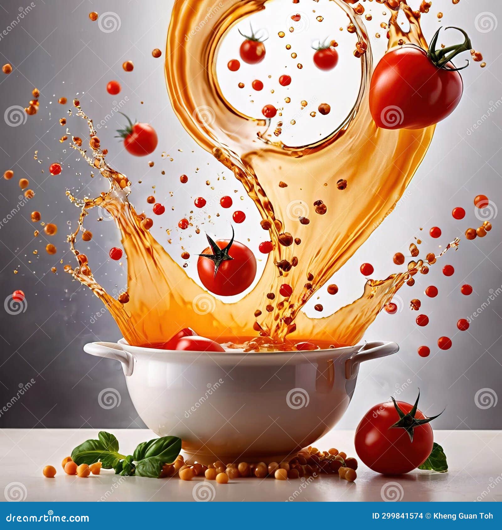 Hot Chicken and Vegetable Soup with Dynamic Splash Effect Stock ...