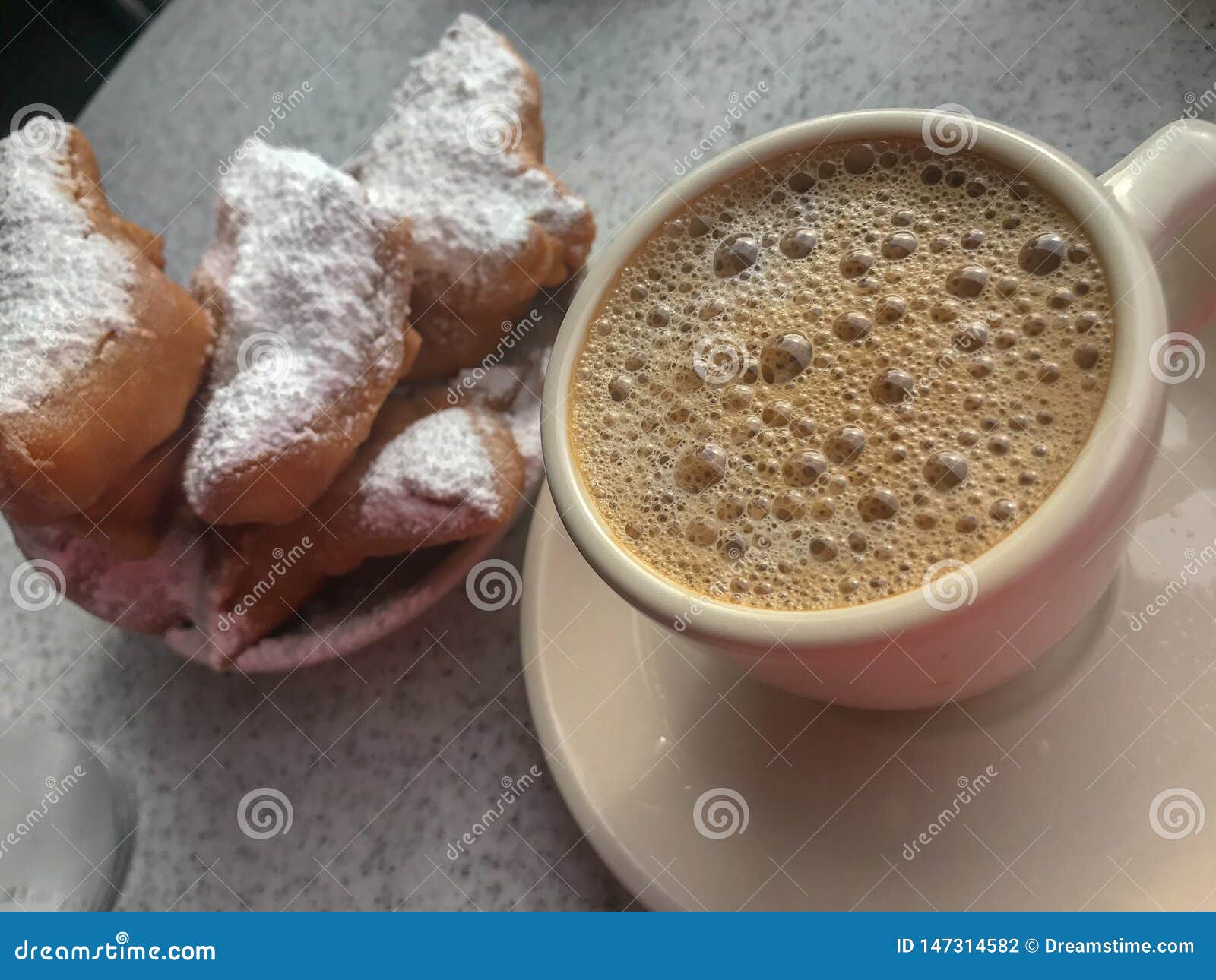 Hot Chicory Coffee and Beignets Stock Photo - Image of donuts ...