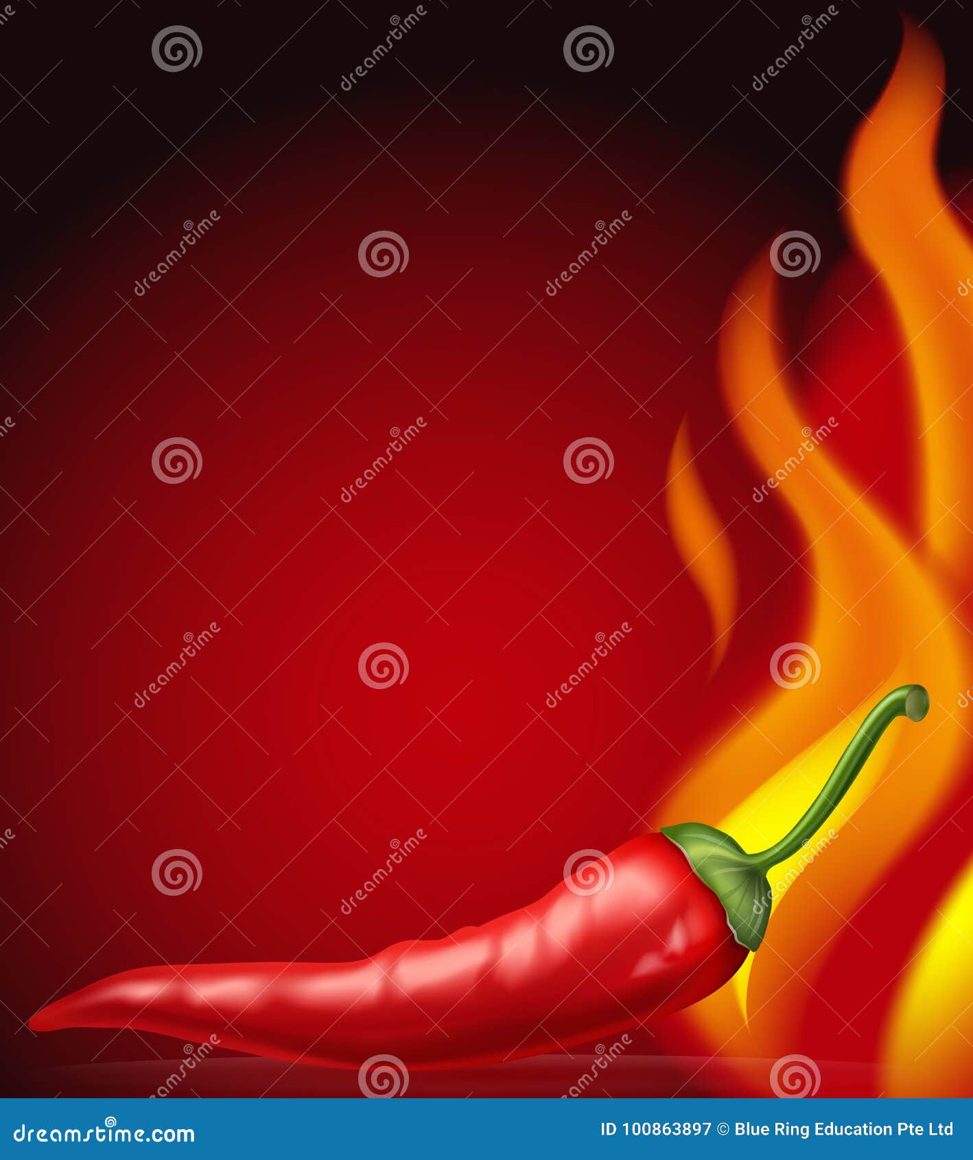 Hot Chili with Burning Fire Stock Vector - Illustration of texture ...
