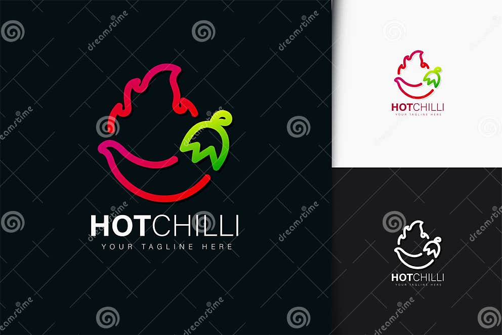 Hot Chilli Logo Design with Gradient Stock Vector - Illustration of ...