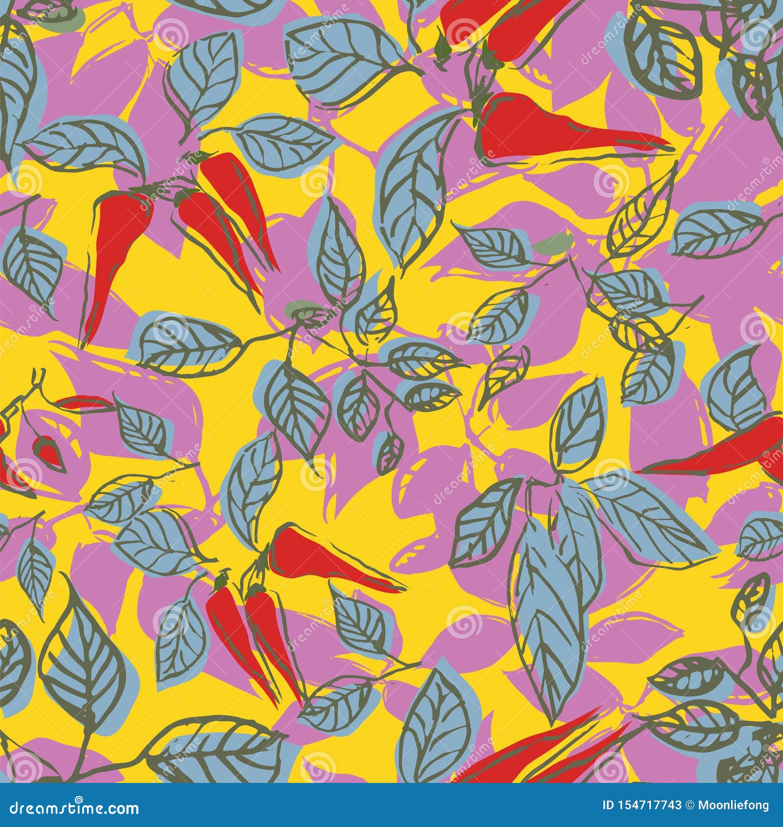 Hot Chilli Pepper Leaves Seamless Repeat Pattern Design Stock Vector ...