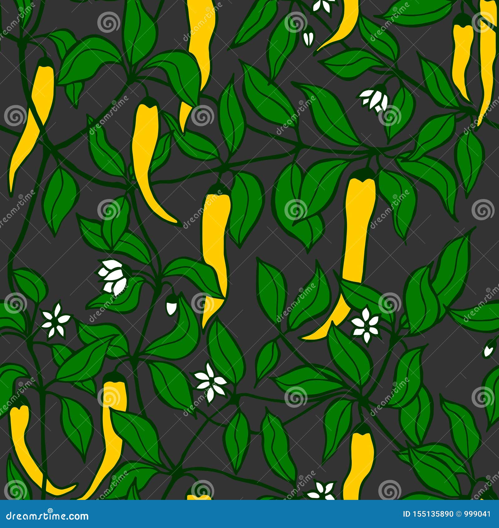 Hot Chilli Pepper Seamless Pattern. Eps10 Vector Illustration. Hand ...