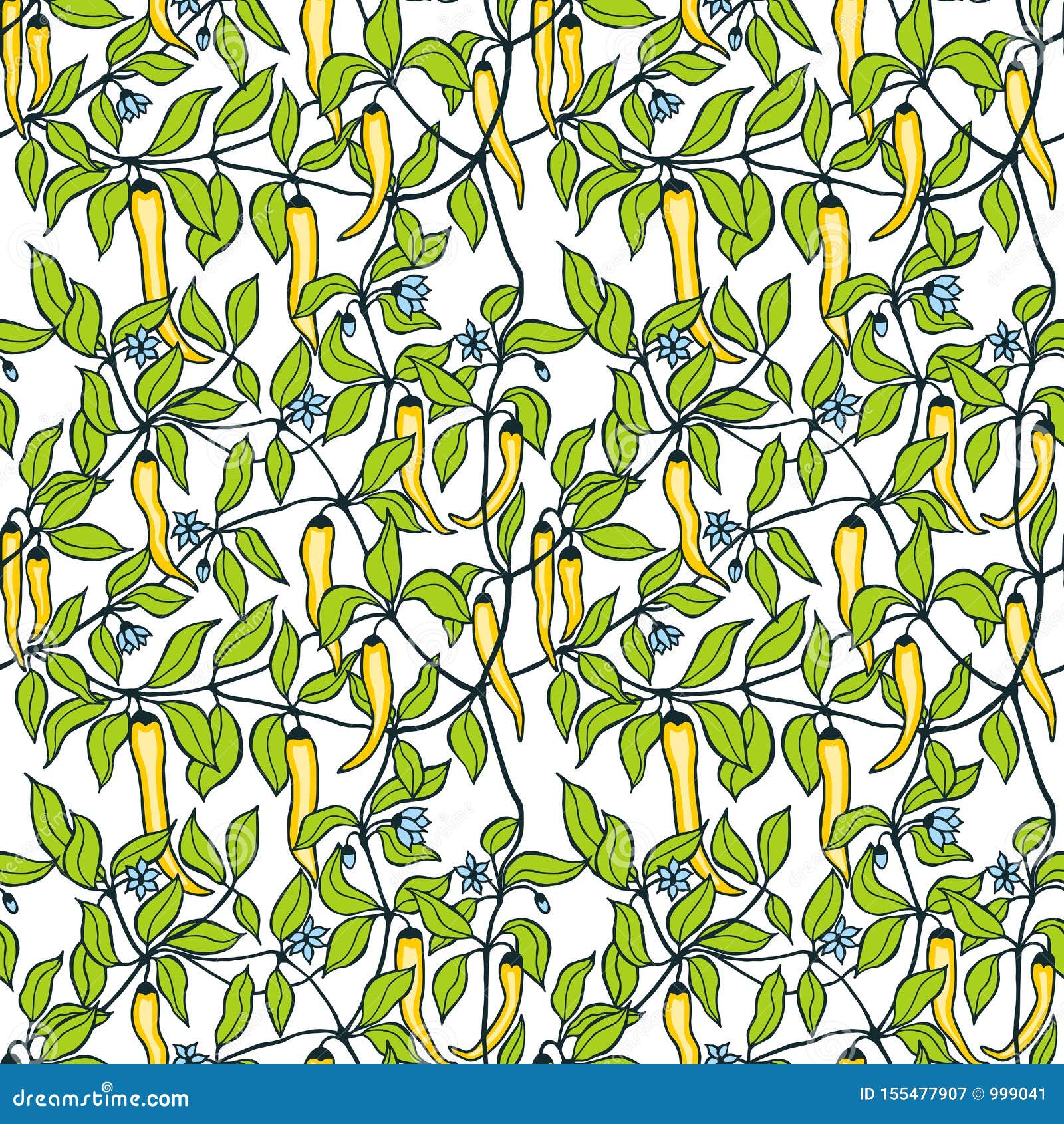 Hot Chilli Pepper Seamless Pattern. Eps10 Vector Illustration. Hand ...