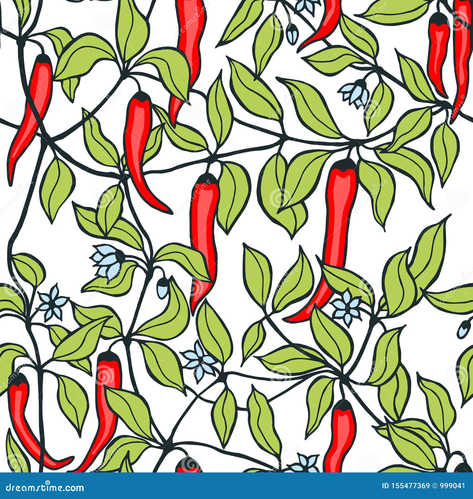 Hot Chilli Pepper Seamless Pattern. Eps10 Vector Illustration. Hand ...