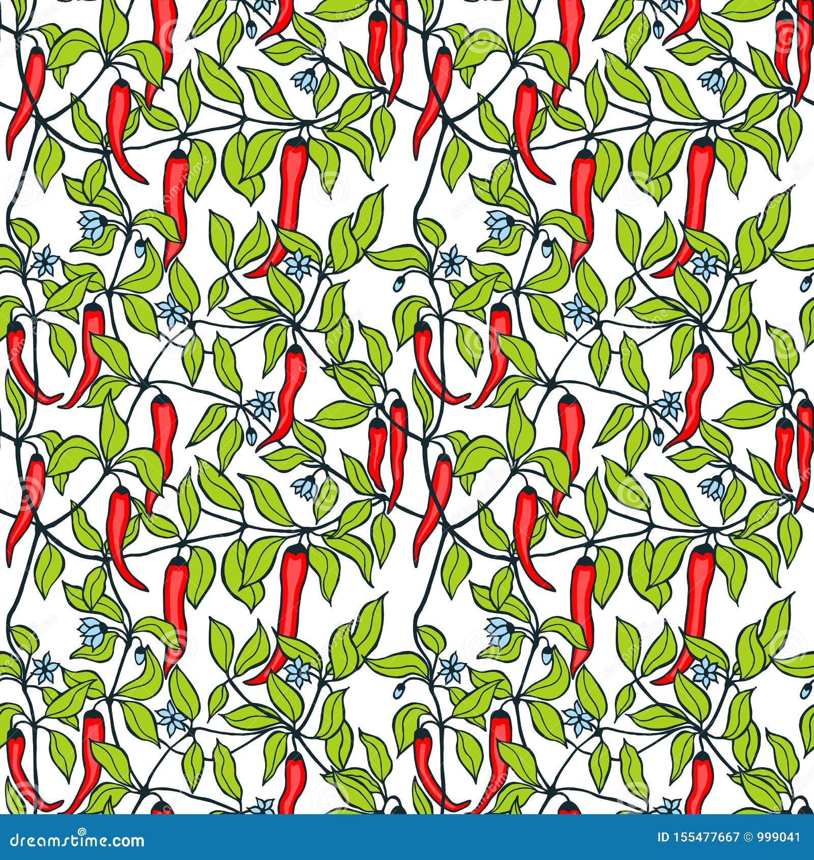 Hot Chilli Pepper Seamless Pattern. Eps10 Vector Illustration. Hand ...