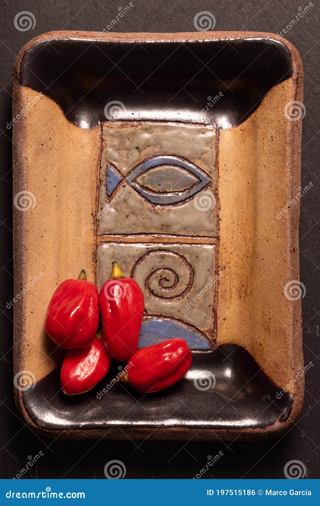 Hot Chilli Peppers Sequence on Rectangular Plate 3 of 5 Stock Photo ...