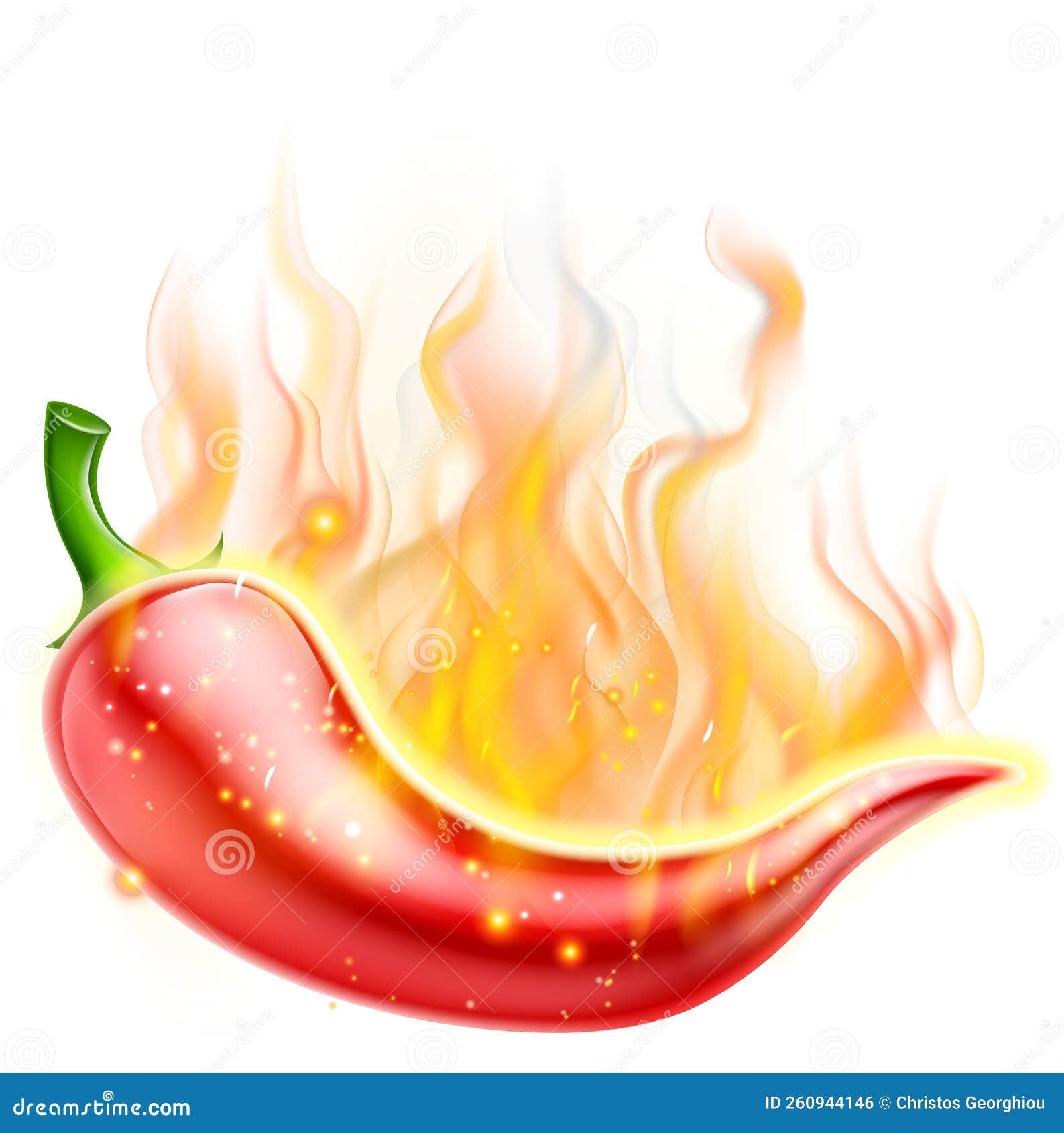 Hot Chilli Spicy Flames Pepper on Fire Stock Vector - Illustration of ...