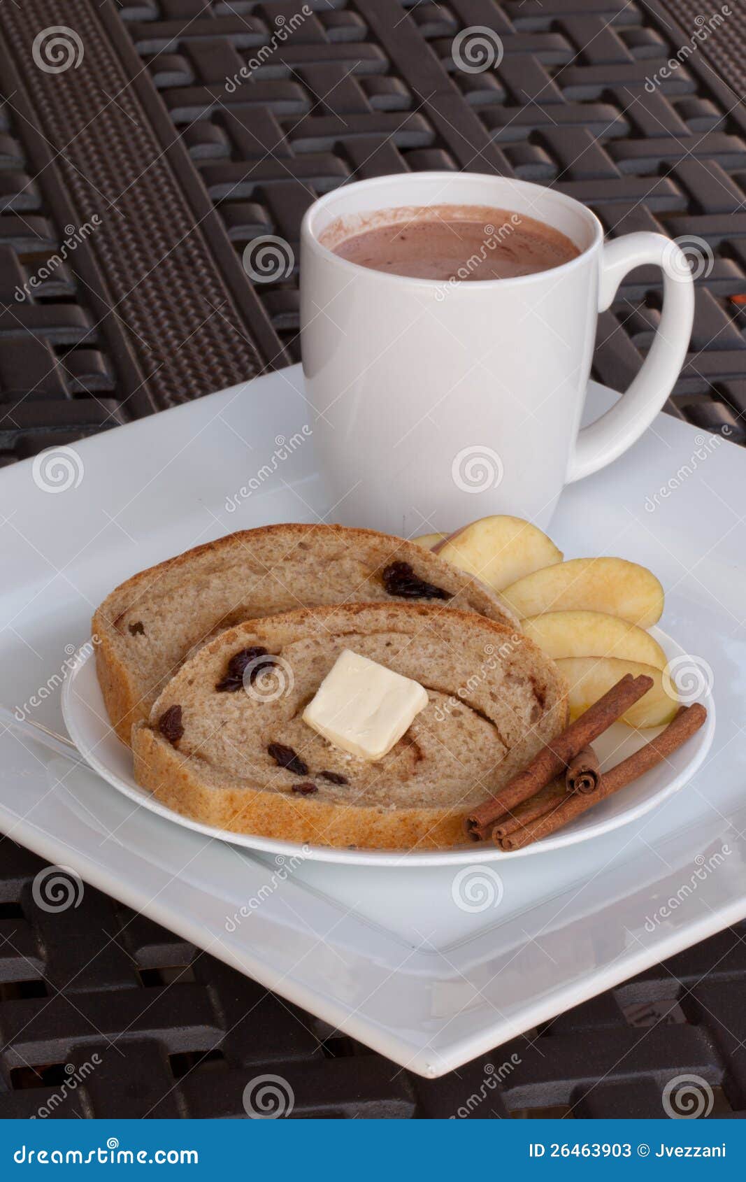 Hot Chocolate and Cinnamon Raisin Bread Stock Image - Image of cinnamon ...
