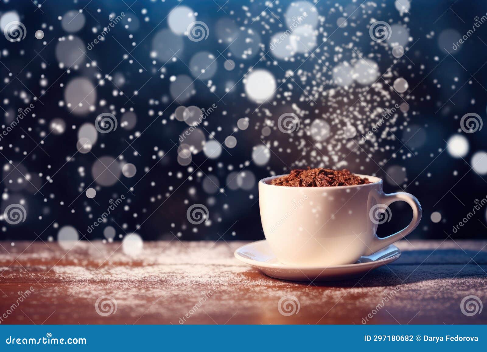 Hot Chocolate Cup in Winter with Snow Stock Photo - Image of christmas ...