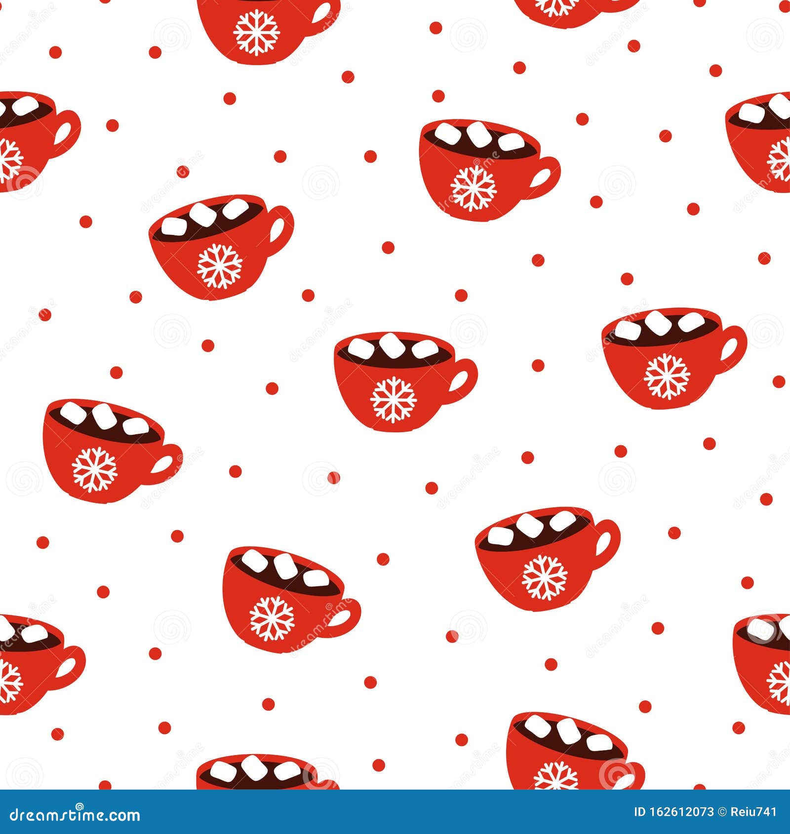 Hot Chocolate and Dot Pattern on White Background Stock Vector ...