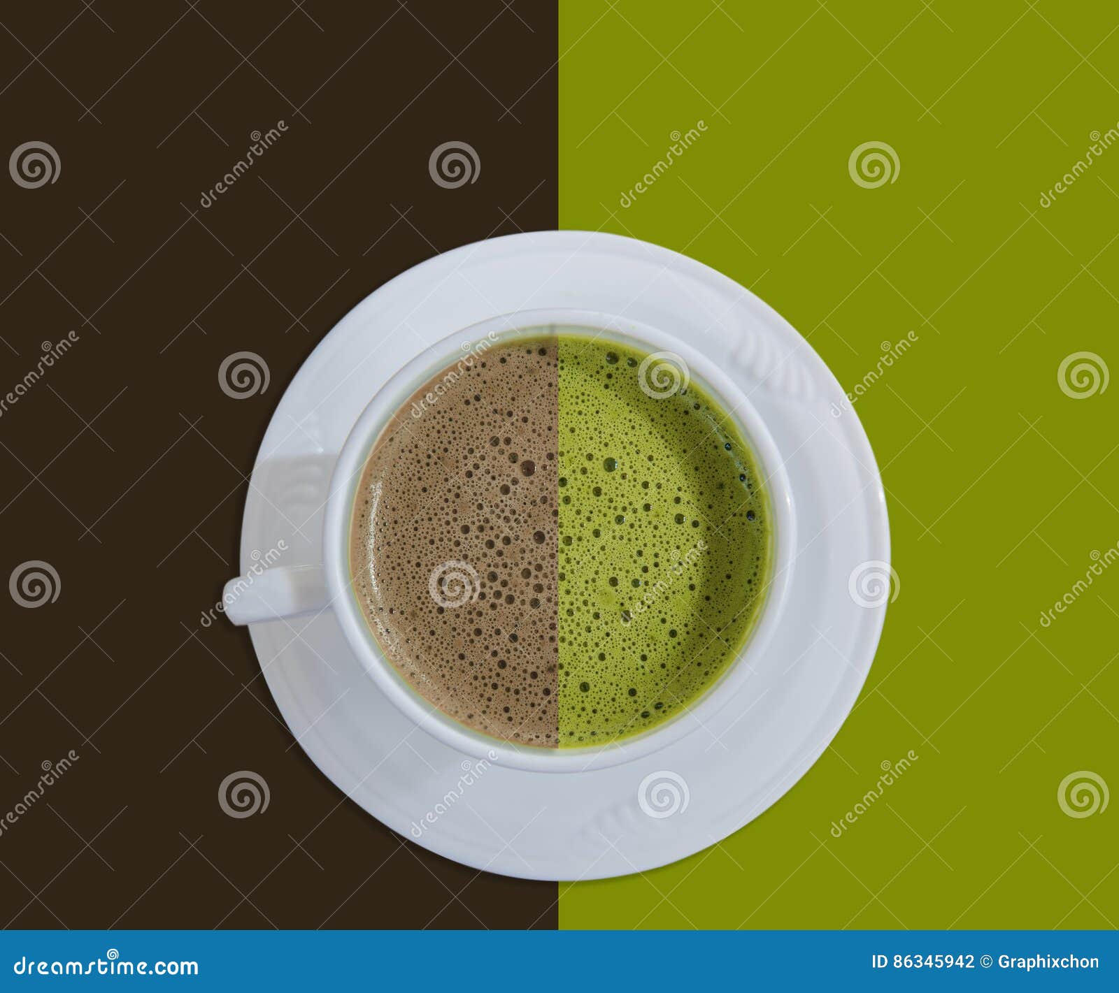 Hot Chocolate and Green Tea Stock Photo - Image of natural, coco: 86345942