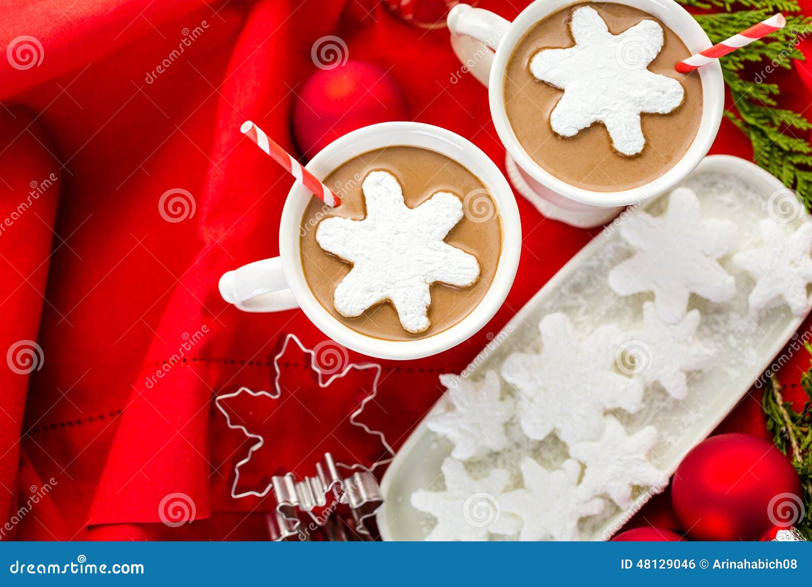 Hot chocolate stock photo. Image of snowflake, chocolate - 48129046