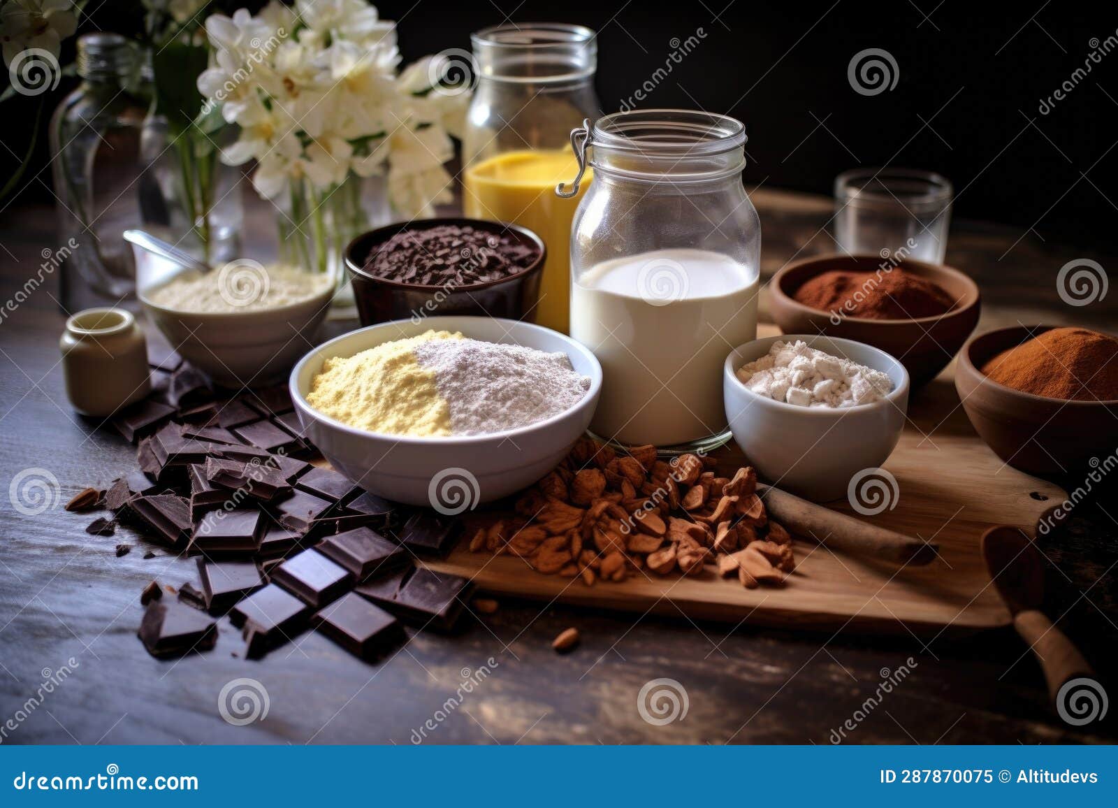 Hot Chocolate Ingredients Arranged on Countertop Stock Illustration ...