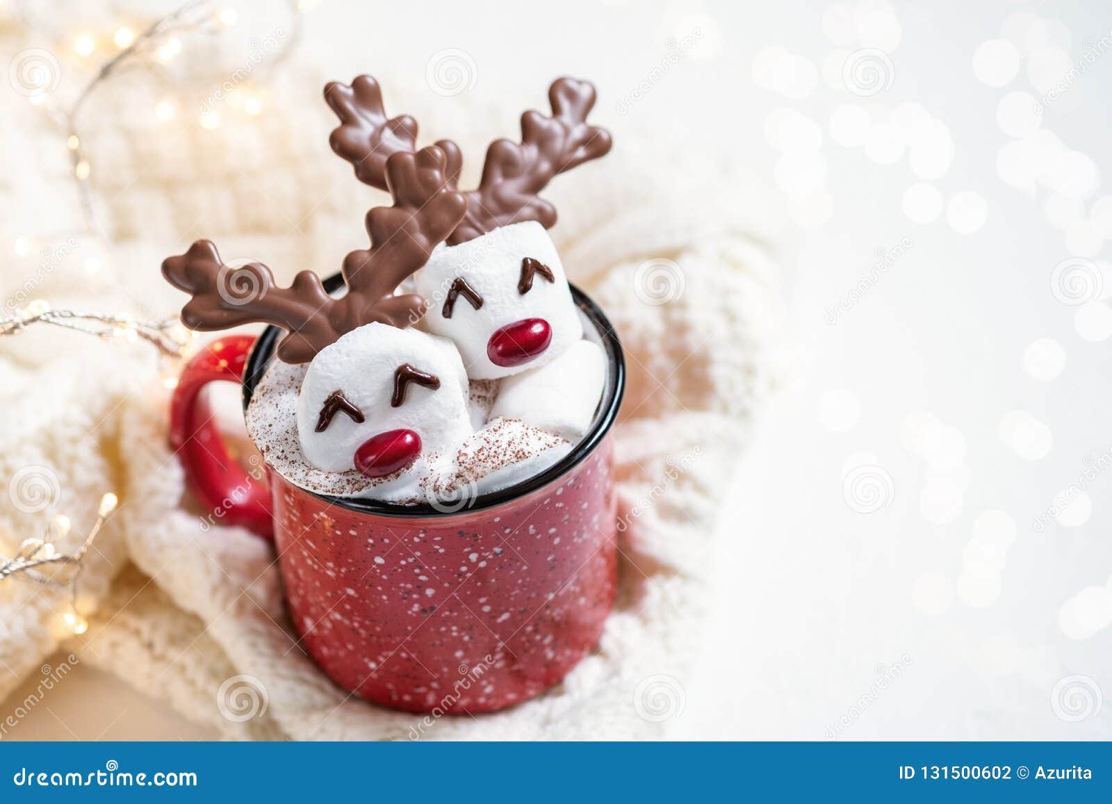 Hot Chocolate with Melted Marshmallow Reindeer Stock Photo - Image of ...