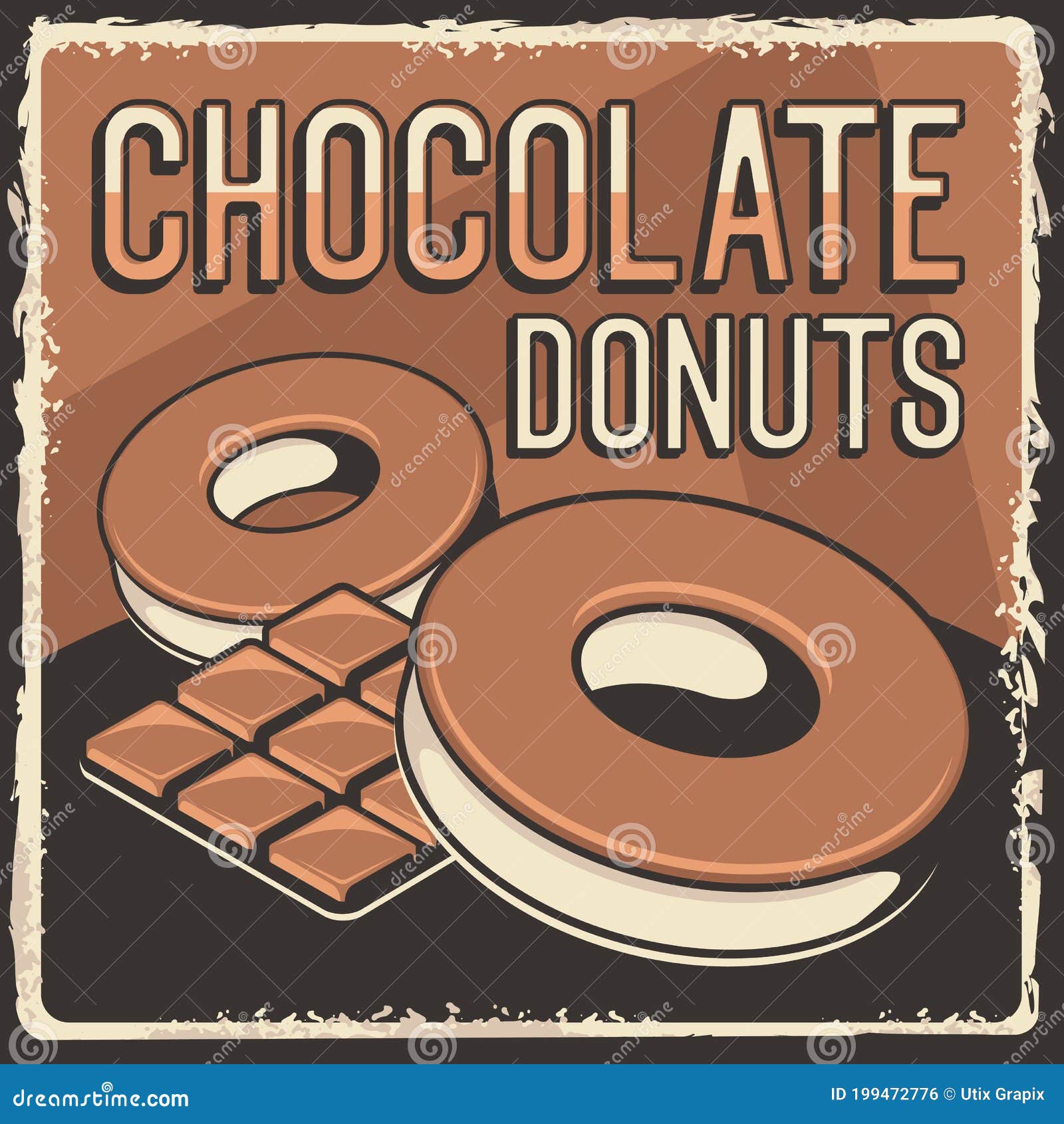 Chocolate Donuts Rustic Classic Retro Vintage Signage Poster Stock ...