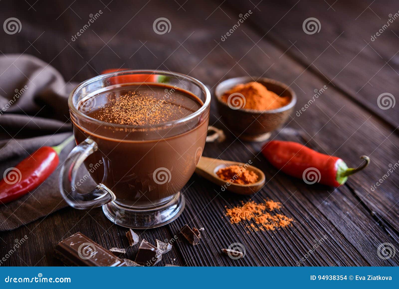 Hot Chocolate with Red Chili Pepper Stock Photo - Image of delicious ...