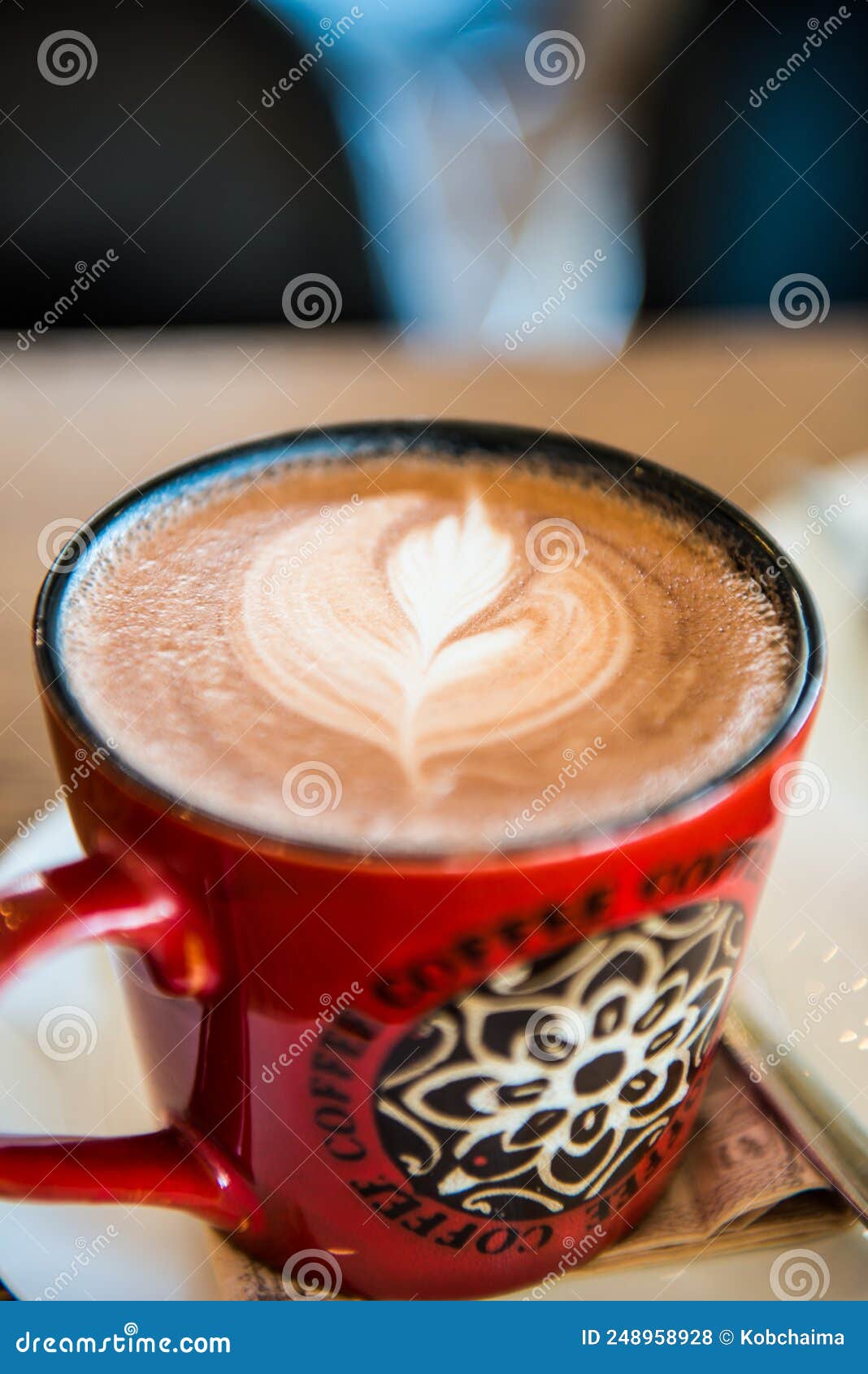 Hot chocolate in red cup stock photo. Image of winter - 248958928