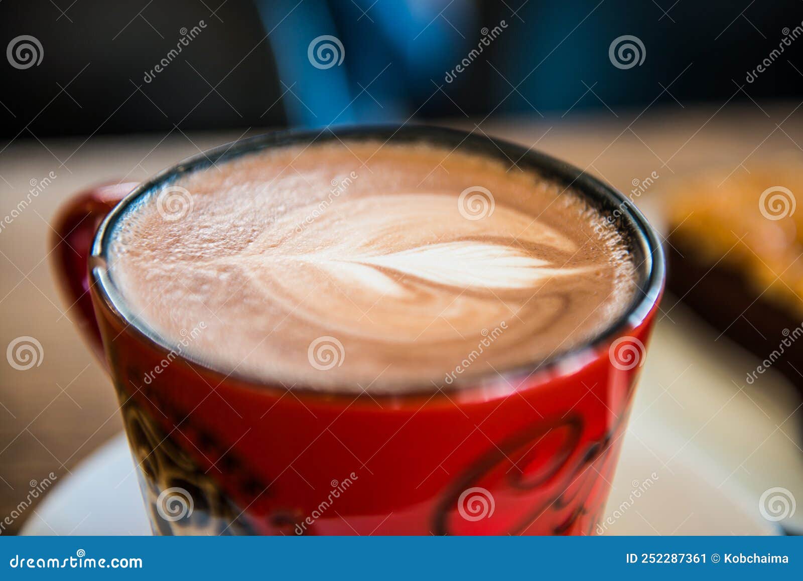 Hot chocolate in red cup stock image. Image of tasty - 252287361