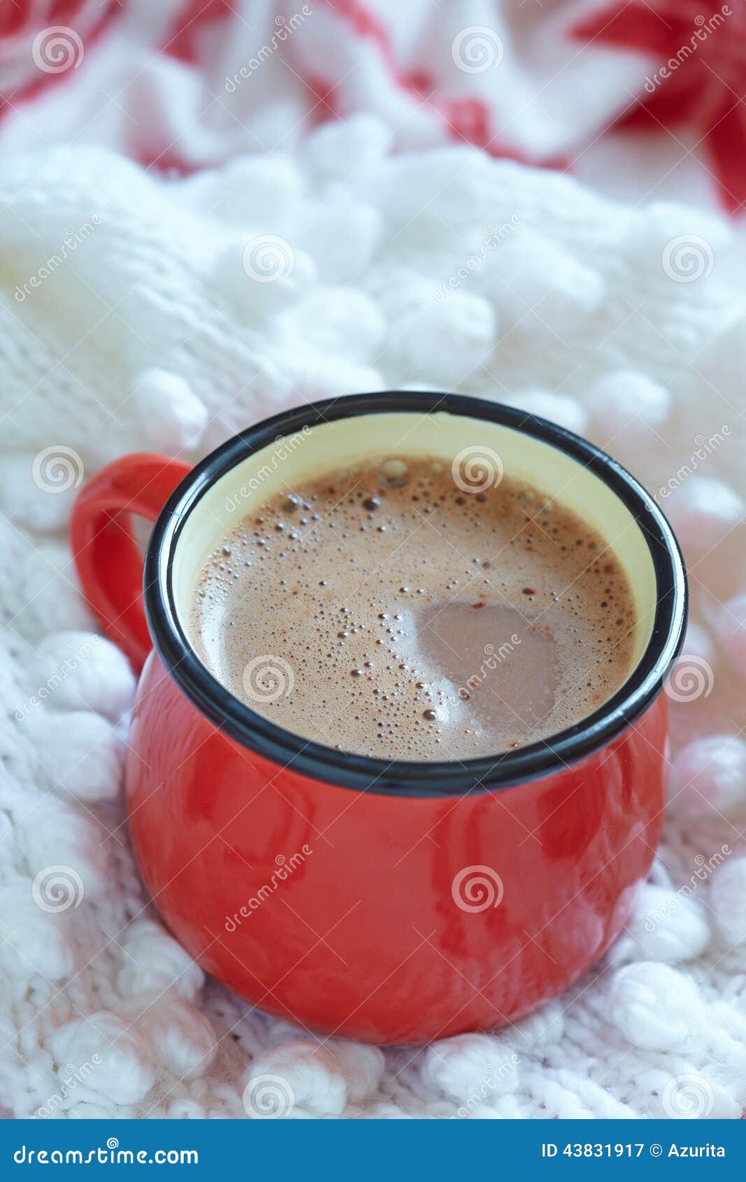 Hot chocolate in a red mug stock image. Image of marshmallow - 43831917