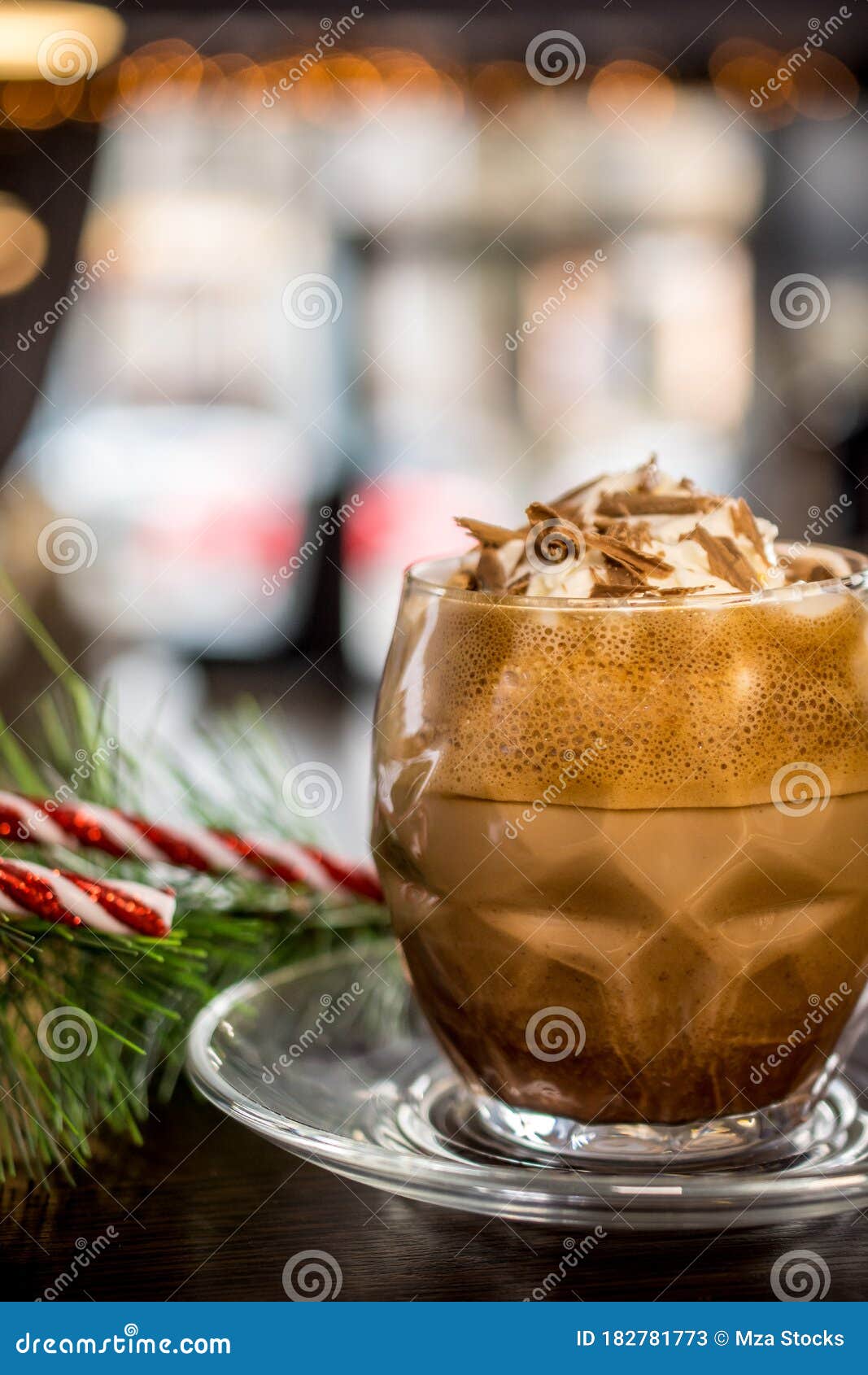 Hot Chocolate with a Red and White Candy Cane Stock Image - Image of ...