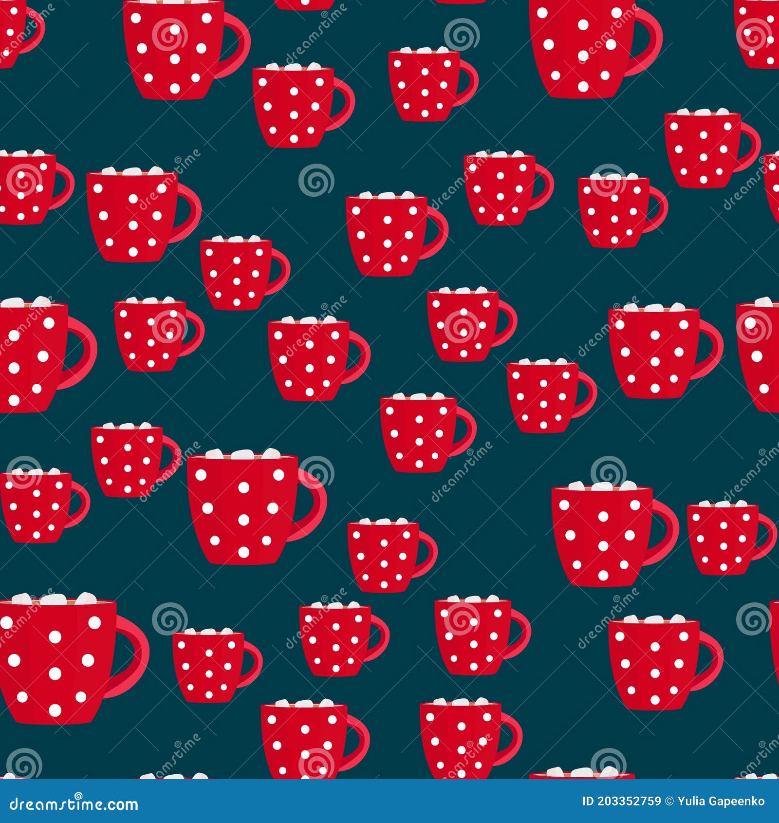 Hot Chocolate Seamless Pattern Winter Snowflake Background. Vector ...