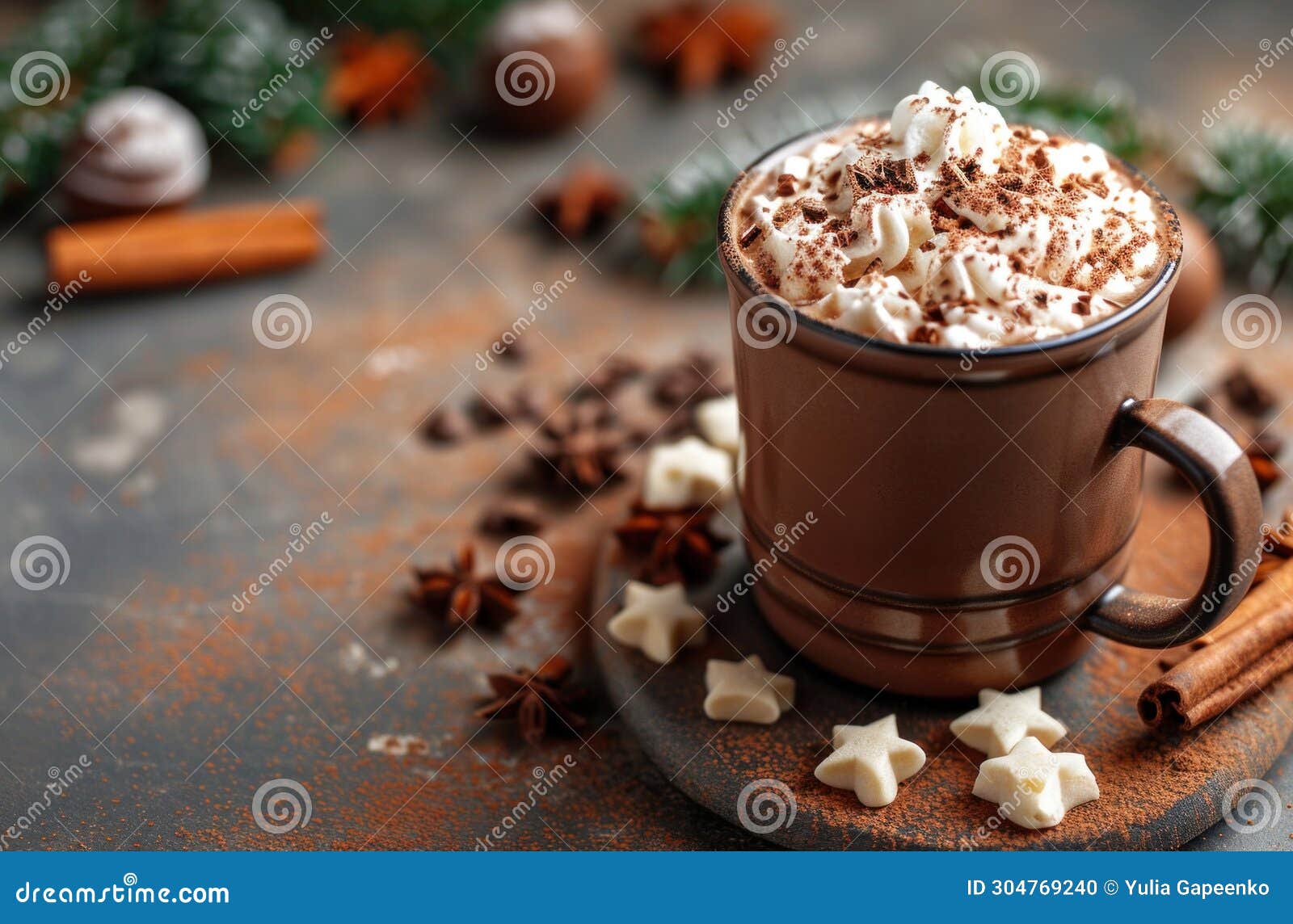Hot chocolate on a table stock photo. Image of generative - 304769240
