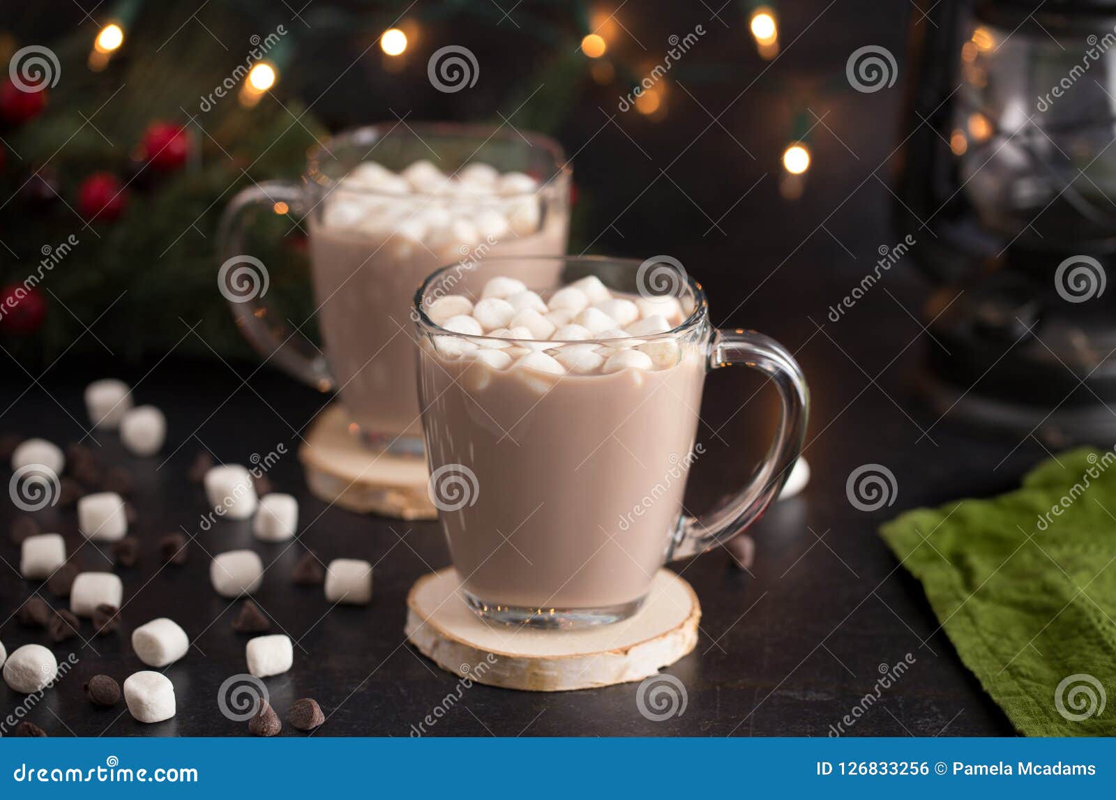 Hot Chocolate on a Table Set for the Holidays Stock Photo - Image of ...