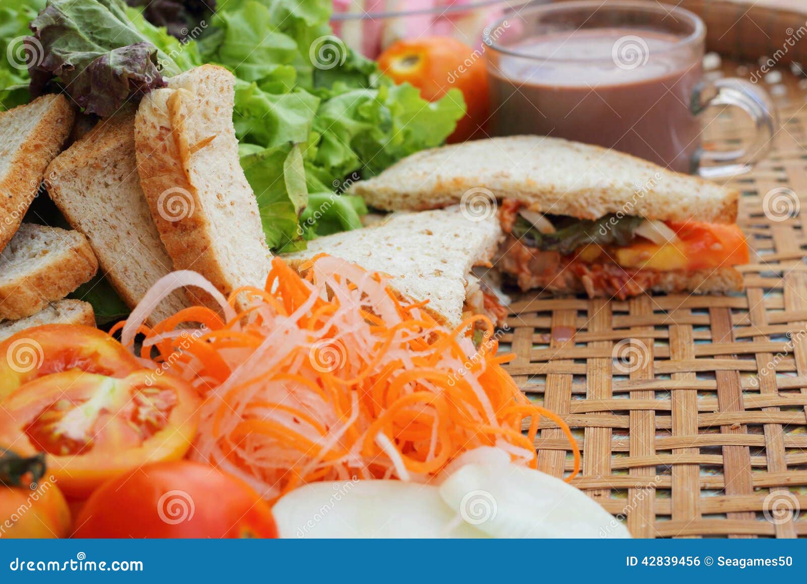 Hot Chocolate and Tuna Sandwich. Stock Photo - Image of healthy, fish ...