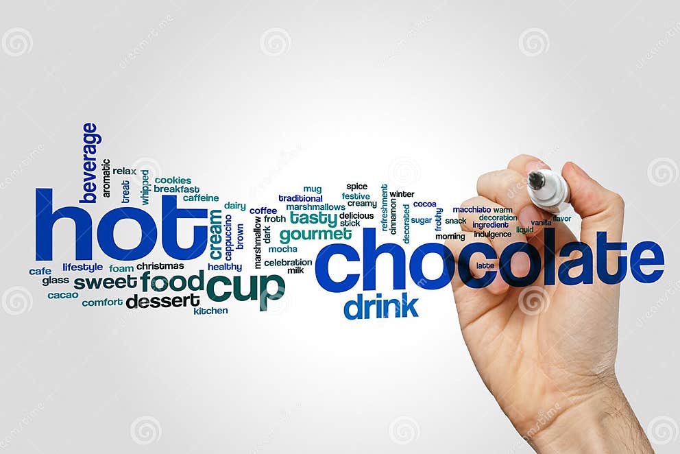 Hot chocolate word cloud stock image. Image of cacao - 88379819