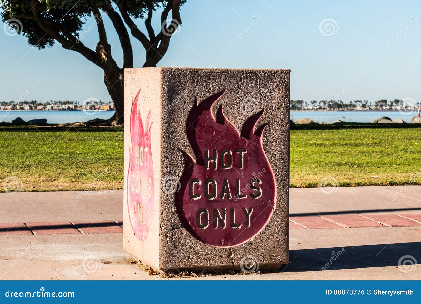 Hot Coals Disposal Bin at a Bayside Park Stock Photo - Image of ...